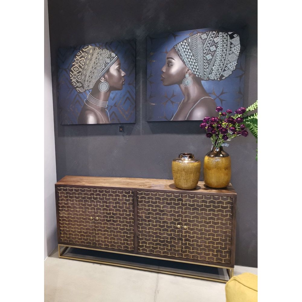 AFRICAN LADY ΠΙΝΑΚΑΣ ΜΠΛΕ/ΧΡΥΣΟ